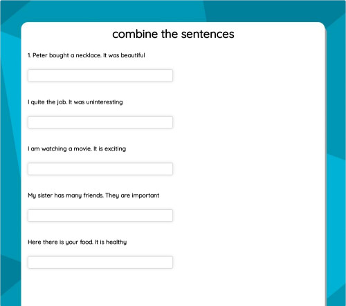 combine the sentences. Ficha interactiva | TopWorksheets