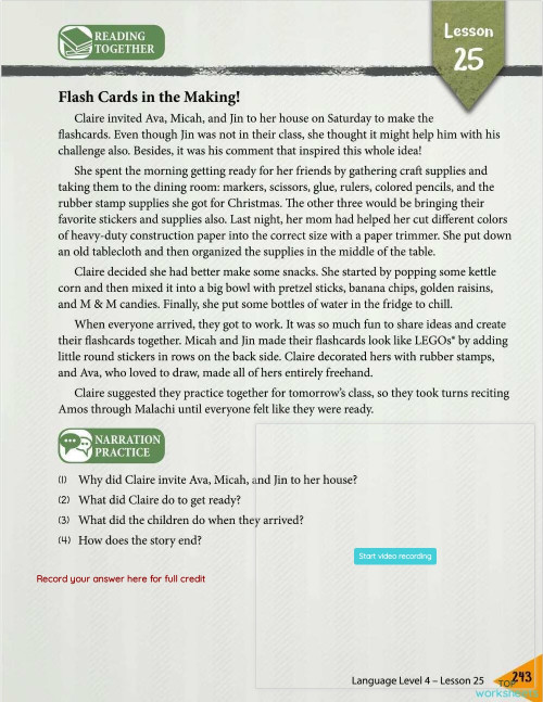 Lesson 25: Pg 249 Reading Together. Interactive worksheet | TopWorksheets