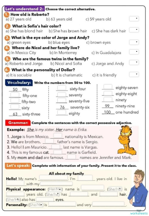 All about my family. Interactive worksheet | TopWorksheets