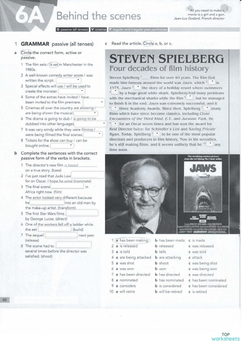 6A | Behind the scenes. Interactive worksheet | TopWorksheets