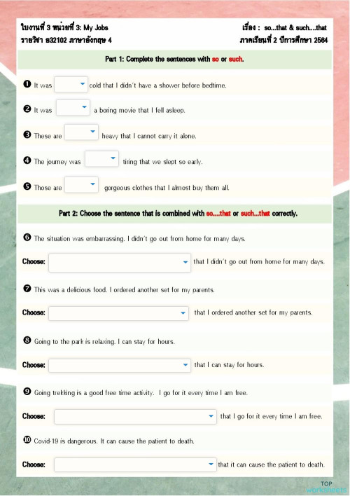 Interactive worksheets and online exercises in Thailand | TopWorksheets