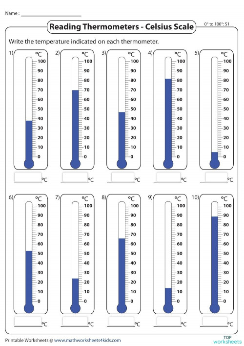 Reading Thermometer Celsius Scale. Interactive worksheet | TopWorksheets