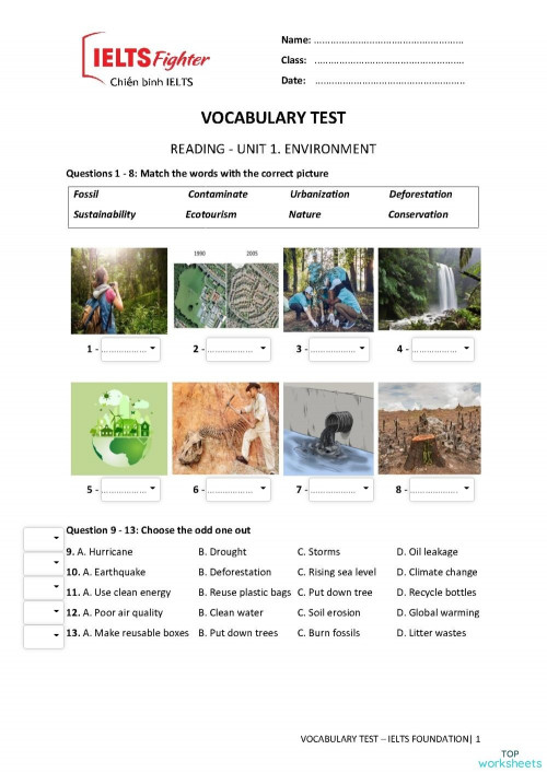 F_VOCAB TEST 4. Interactive worksheet | TopWorksheets