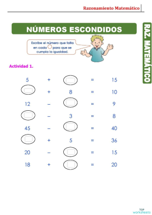 NÚMEROS ESCONDIDOS. Ficha interactiva | TopWorksheets