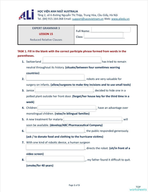 EG3_Lesson 15 (Participle Phrase - Practice). Interactive worksheet ...