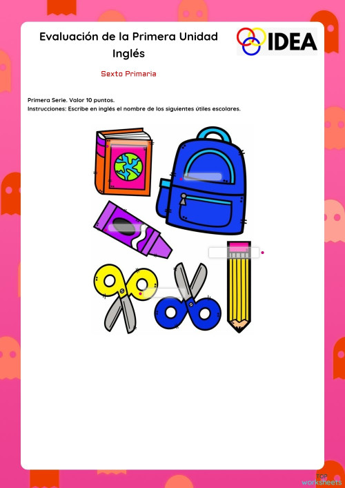 Evaluación de la Primera Unidad Inglés. Ficha interactiva | TopWorksheets