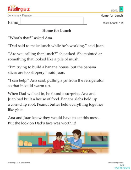 Home For Lunch Level L. Interactive worksheet | TopWorksheets