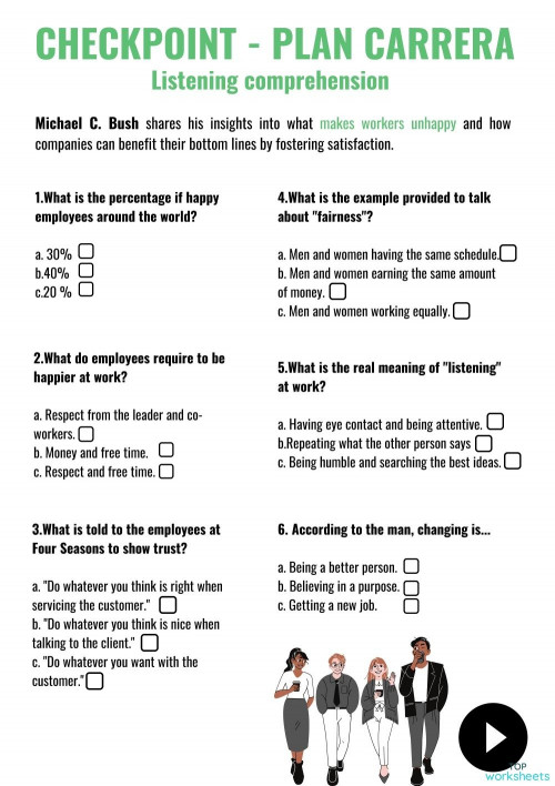 Checkpoint - Listening comprehension / Plan Carrera. Interactive ...