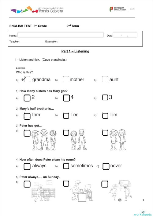 Listening 3rd grade. Interactive worksheet | TopWorksheets