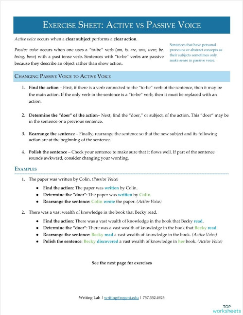 ACTIVE VS PASSIVE VOICE. Interactive worksheet | TopWorksheets