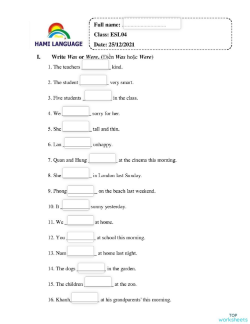 ESL04_REVISION 02_ PAST SIMPLE TENSE. Interactive worksheet | TopWorksheets