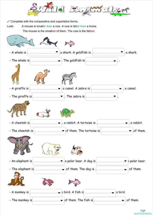 comparing animal. Interactive worksheet | TopWorksheets