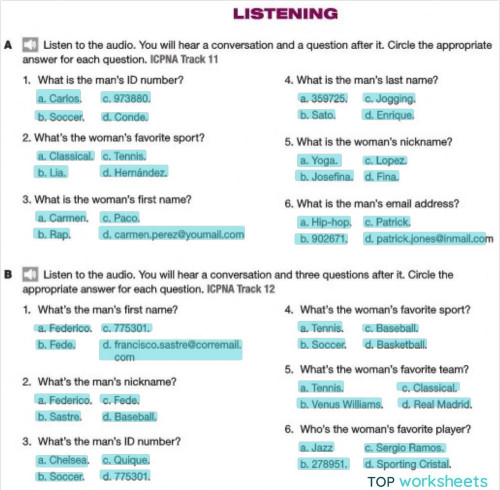 Listening practice 1. Interactive worksheet | TopWorksheets
