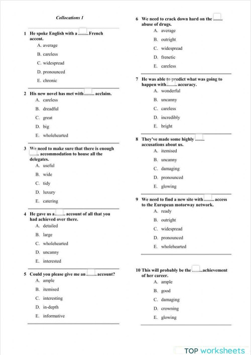 Multiple choice B2. Interactive worksheet | TopWorksheets