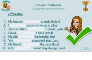 Present Continuous (affirmative and negative statements). Interactive ...