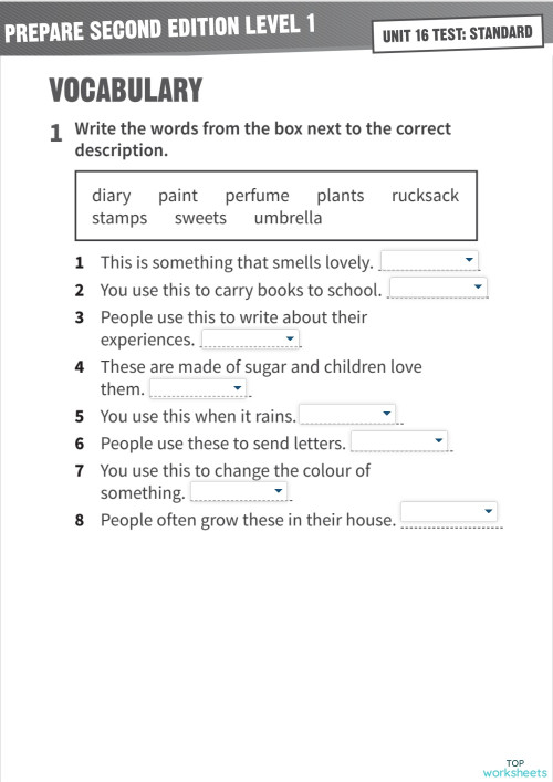 TEST UNIT 16. Interactive worksheet | TopWorksheets