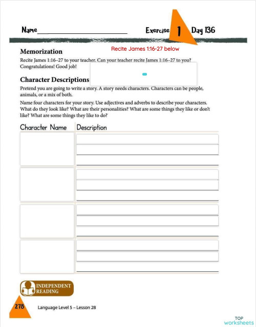 Lesson 28: Pg 278 Memorization Ex 1. Interactive worksheet | TopWorksheets