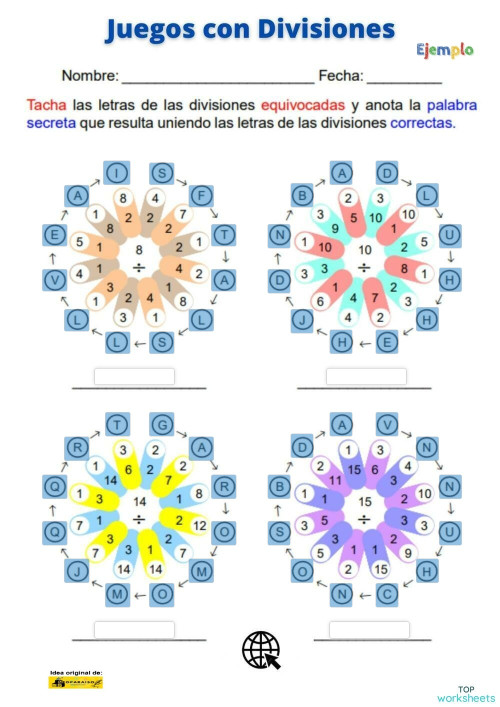 Repaso de divisiones 4. Ficha interactiva | TopWorksheets