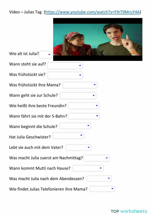 Mein Tag. Interaktives Arbeitsblatt | TopWorksheets