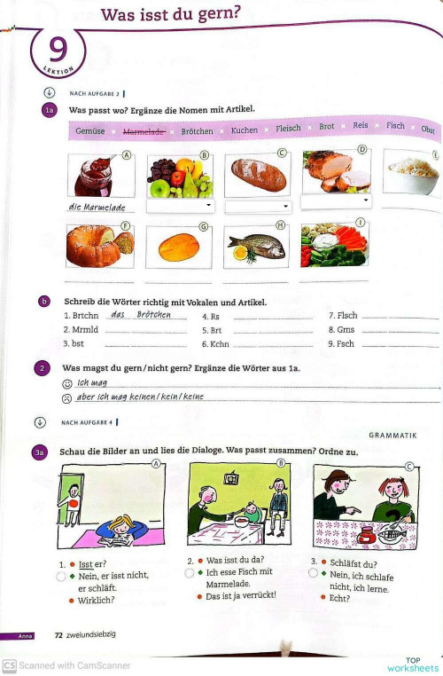 Das Essen page 1. Interaktives Arbeitsblatt | TopWorksheets