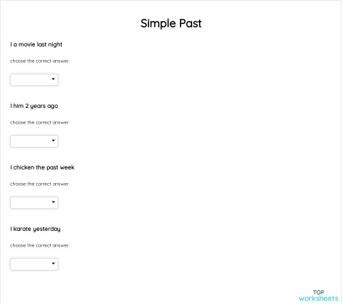 Simple Past. Interactive worksheet | TopWorksheets