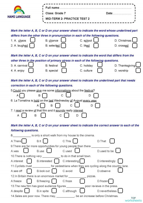 09.03.22 HW - U7 Grammar 1 (G42). Interactive worksheet | TopWorksheets
