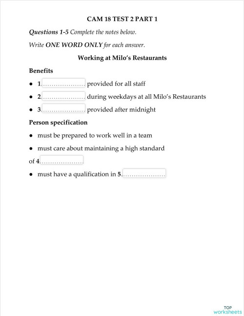 Cam 18_Test 2_Part 1_IELTS Listening practice. Interactive worksheet ...