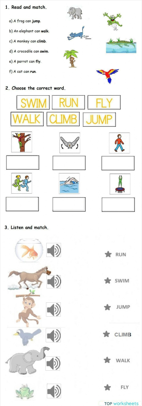 Tiger 1 - Unit 5 - Actions. Interactive worksheet | TopWorksheets