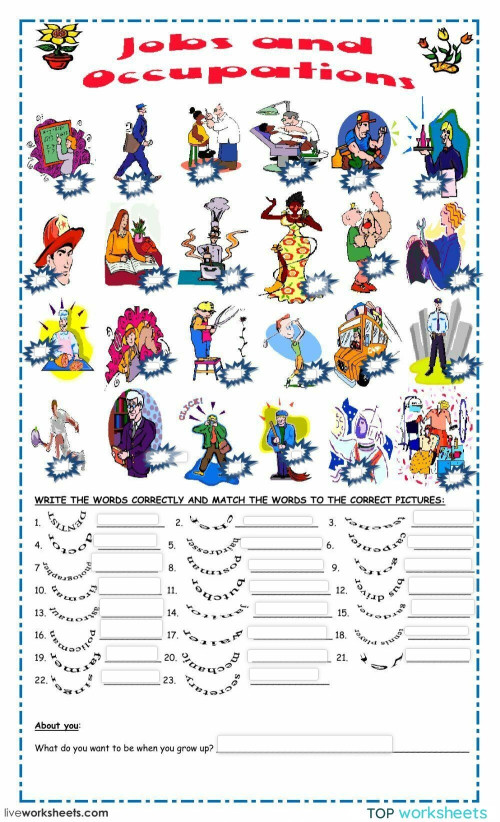 Jobs and occupations. Interactive worksheet | TopWorksheets