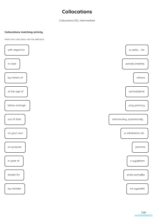 Collocations. Interactive worksheet | TopWorksheets