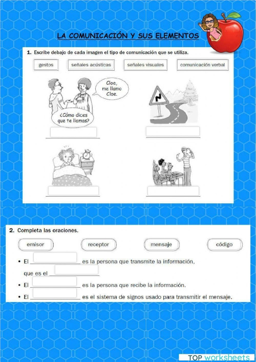 Elementos de la comunicación. Ficha interactiva | TopWorksheets