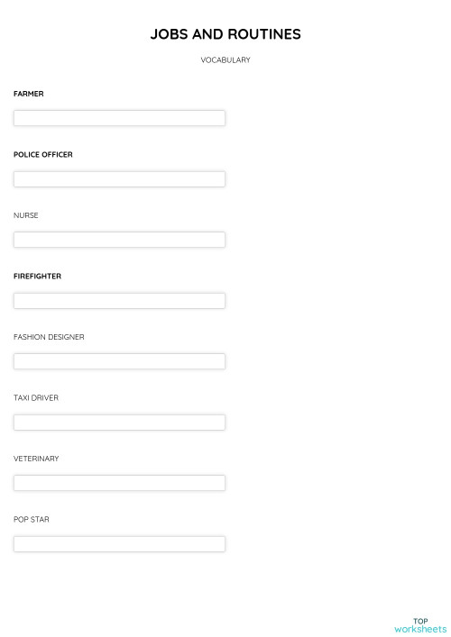 JOBS AND ROUTINES. Interactive worksheet | TopWorksheets