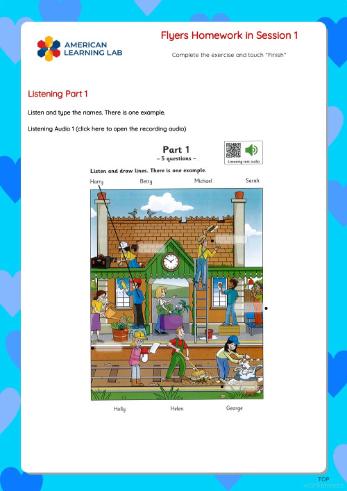 Flyers Homework in Session 1. Interactive worksheet | TopWorksheets