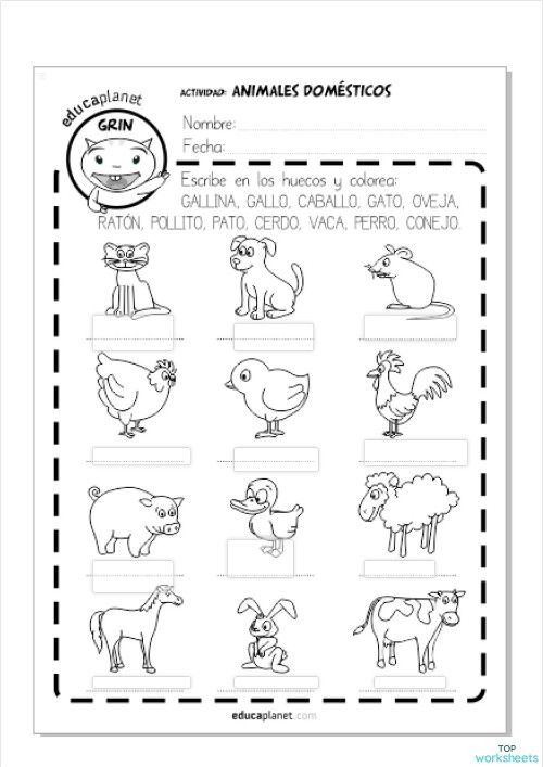 ficha animales. Ficha interactiva | TopWorksheets
