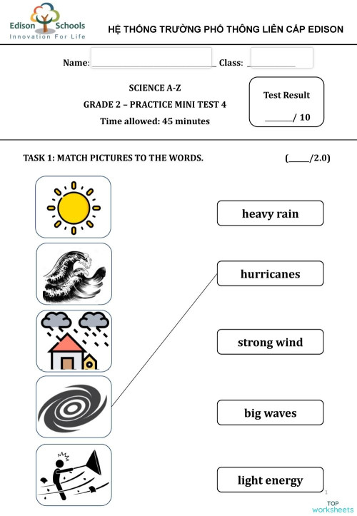 SCIENCE 2- PRACTICE MINI TEST 4. Interactive worksheet | TopWorksheets
