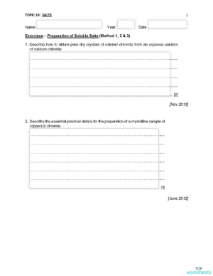 Preparation of Soluble Salt (Method 1, 2 & 3). Interactive worksheet ...
