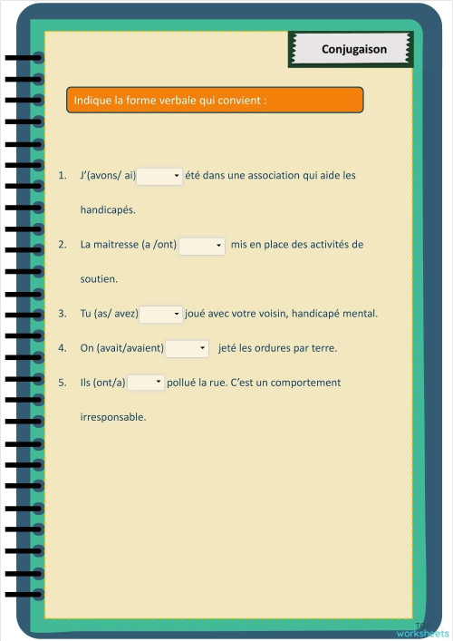 passé composé2. Fiche interactive | TopWorksheets