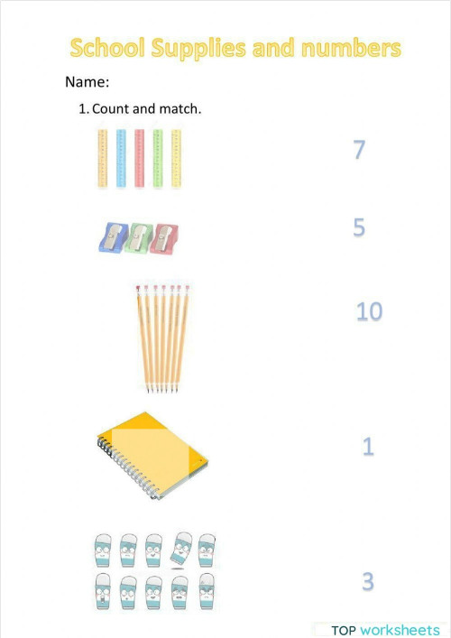 School supplies. Interactive worksheet | TopWorksheets