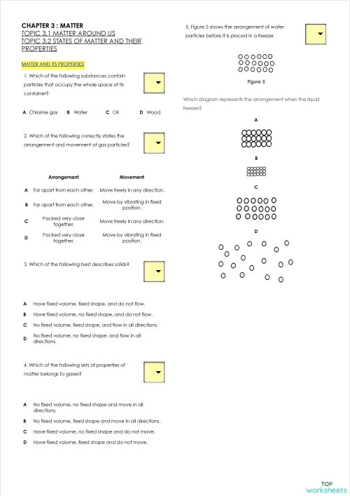 CHAPTER 3 MATTER. Interactive worksheet | TopWorksheets