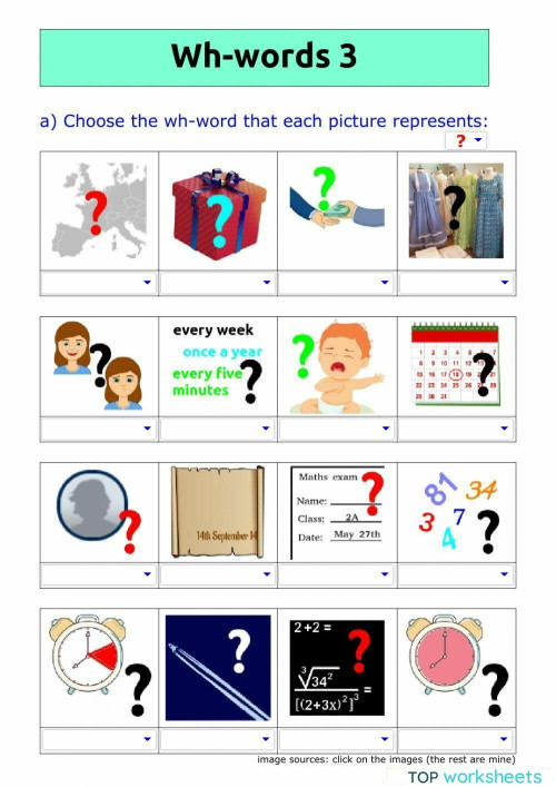 Wh words 3. Interactive worksheet | TopWorksheets