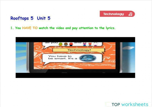 Technology song Rooftops 5 Unit 5. Interactive worksheet | TopWorksheets