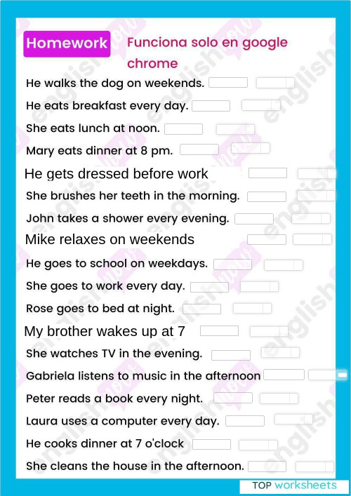 Daily routines. Ficha interactiva | TopWorksheets