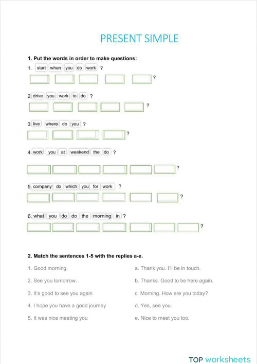 Present. Interactive worksheet | TopWorksheets