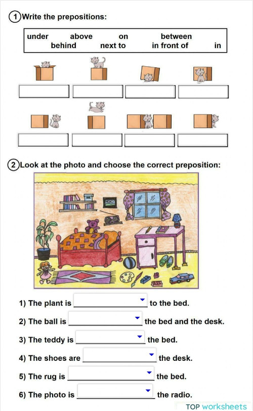 EN3-U2-Prepositions of place-Open up. Interactive worksheet | TopWorksheets