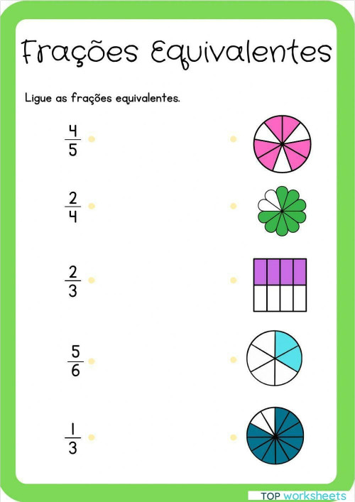 Frações equivalentes. Ficha interativa | TopWorksheets