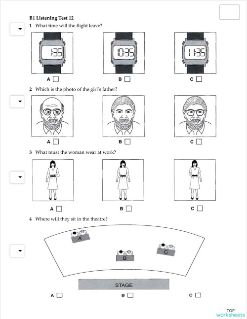 B1 Listening Practice_Test 12_Part 1 2. Interactive worksheet ...