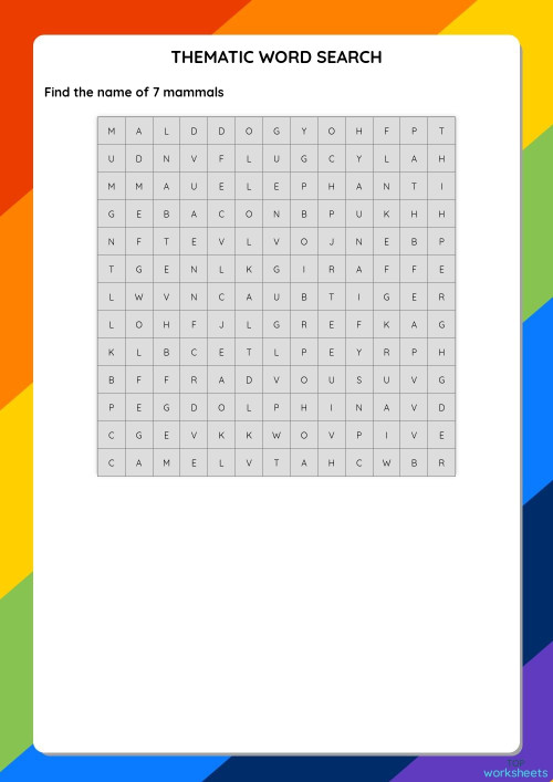 THEMATIC WORD SEARCH. Interactive worksheet | TopWorksheets
