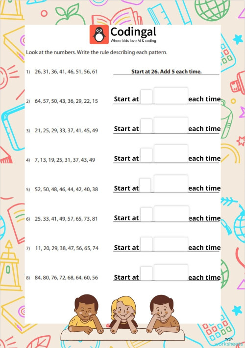 M_G03M27L59_WC02_Create_numeric_patterns_2. Interactive worksheet | TopWorksheets