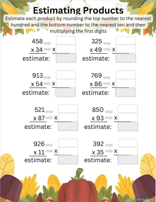Estimating Products. Interactive worksheet | TopWorksheets