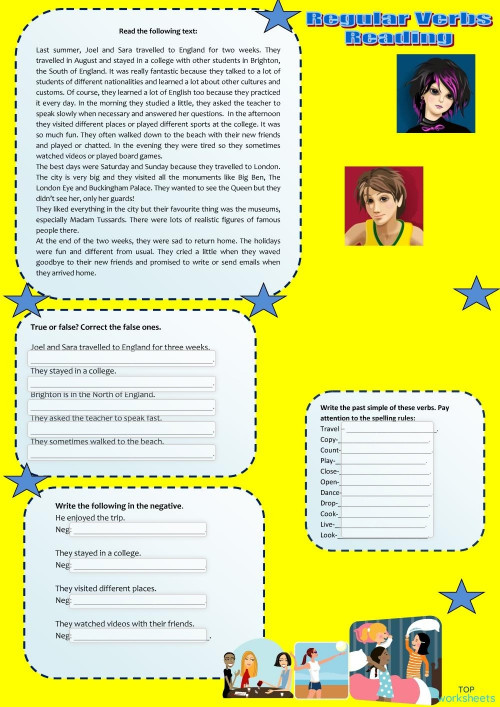 Reading Past simple. Interactive worksheet | TopWorksheets